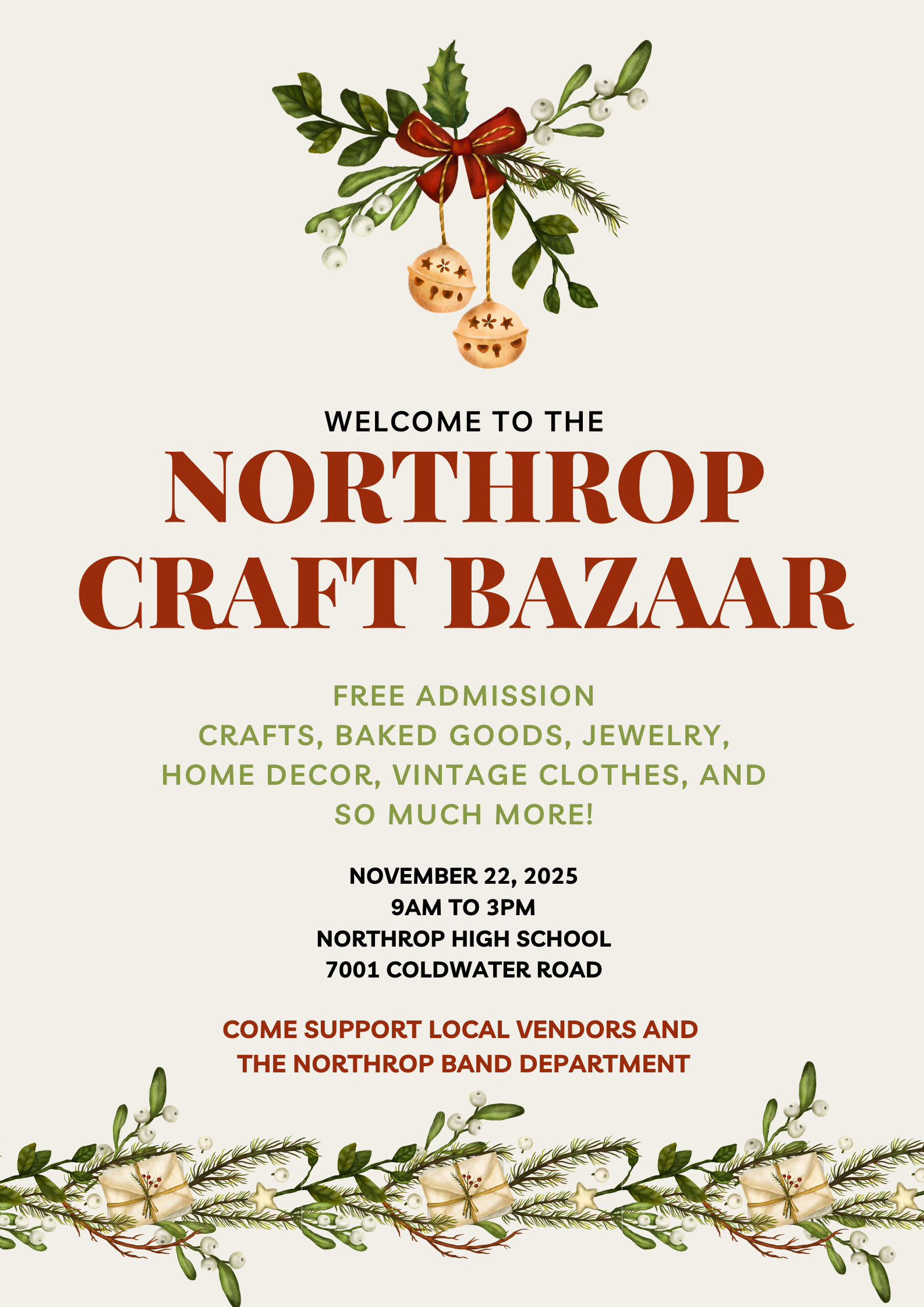 Craft Bazaar – Northrop High School Bands